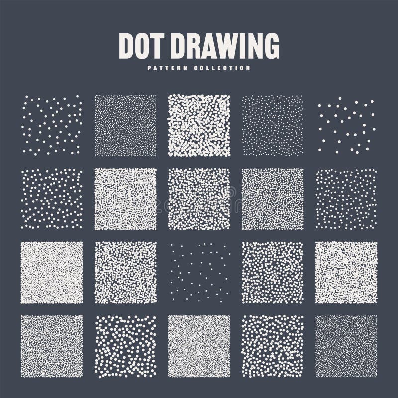Square Shaped Dotted Objects, Stipple Elements. Stippling, Dotwork ...