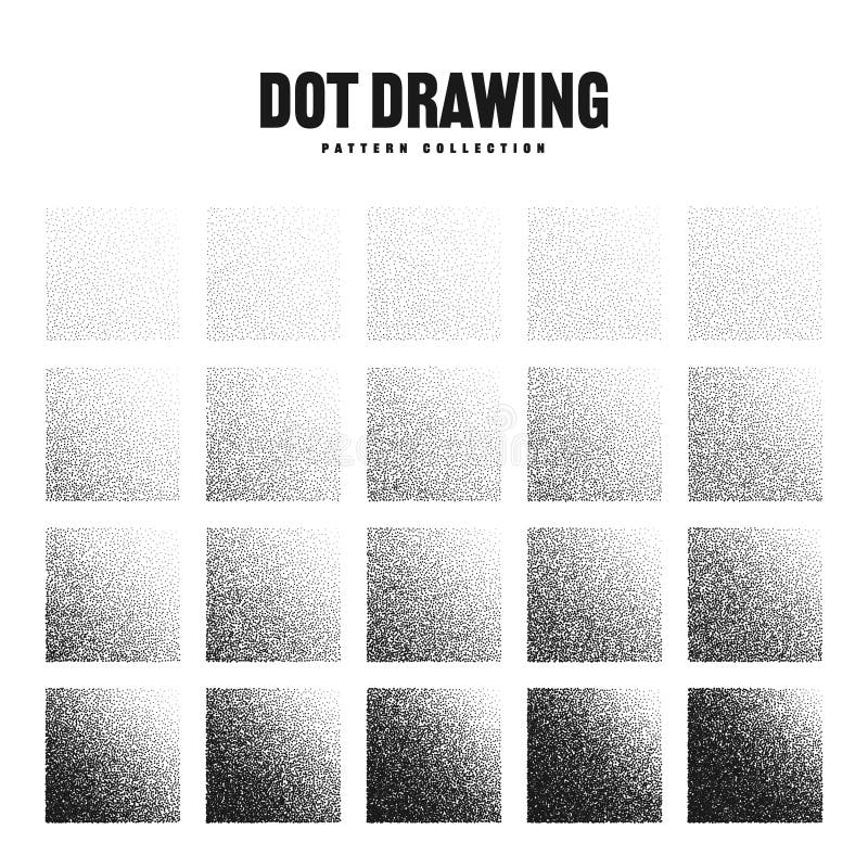 Square Shaped Dotted Objects, Stipple Elements. Stippling, Dotwork ...