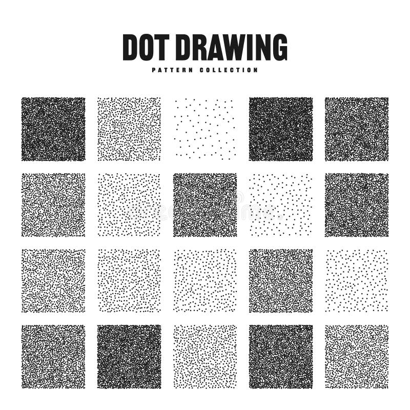 Square Shaped Dotted Objects, Stipple Elements. Stippling, Dotwork ...