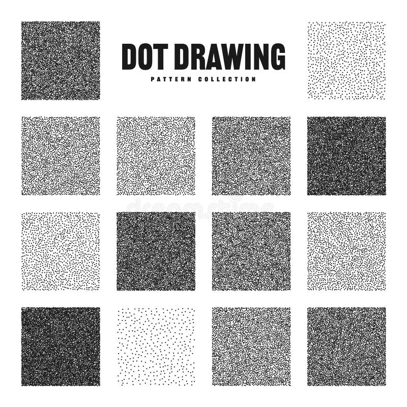 Square Shaped Dotted Objects, Stipple Elements. Stippling, Dotwork ...