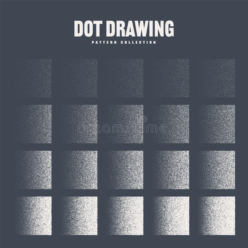 Square Shaped Dotted Objects, Stipple Elements. Stippling, Dotwork ...