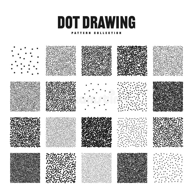 Square Shaped Dotted Objects, Stipple Elements. Stippling, Dotwork ...