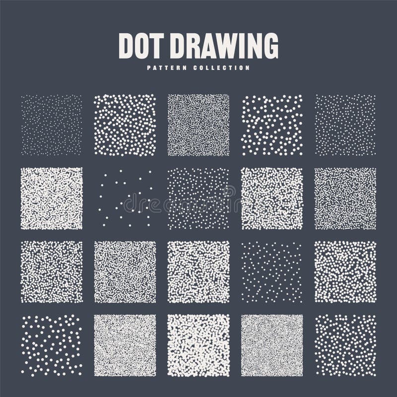 Square Shaped Dotted Objects, Stipple Elements. Stippling, Dotwork ...