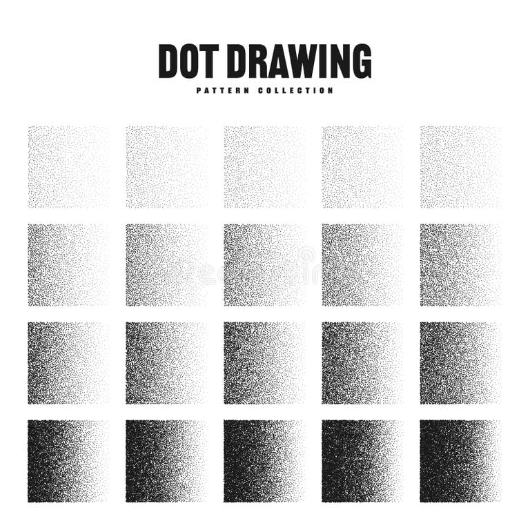 Square Shaped Dotted Objects, Stipple Elements. Stippling, Dotwork ...