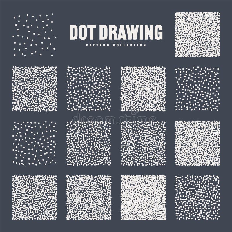 Square Shaped Dotted Objects, Stipple Elements. Stippling, Dotwork ...