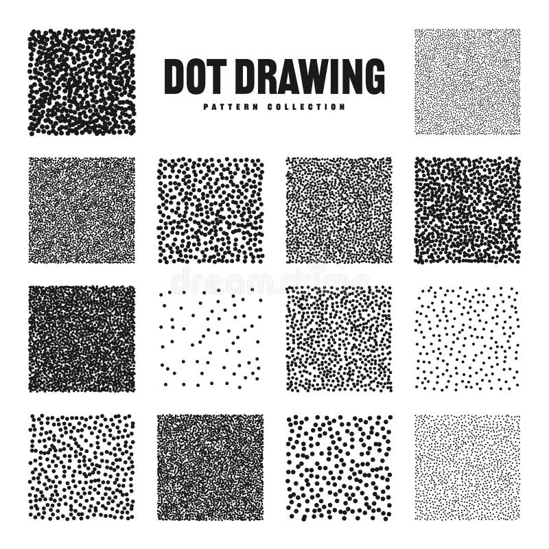 Square Shaped Dotted Objects, Stipple Elements. Stippling, Dotwork ...
