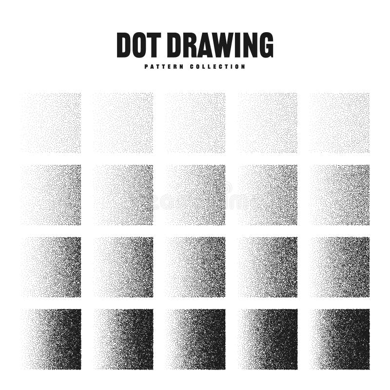 Square Shaped Dotted Objects, Stipple Elements. Stippling, Dotwork ...