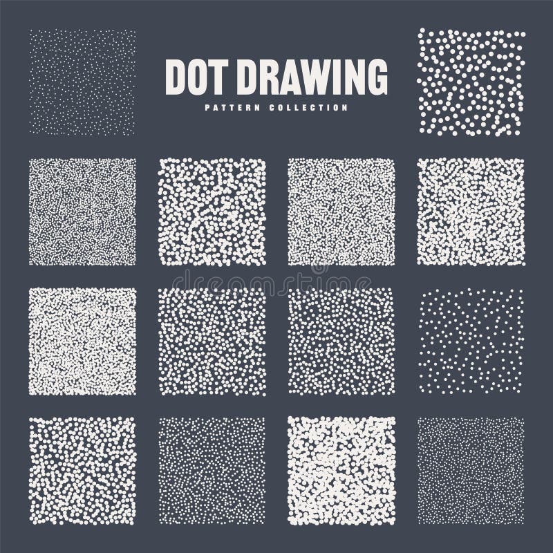Square Shaped Dotted Objects, Stipple Elements. Stippling, Dotwork ...