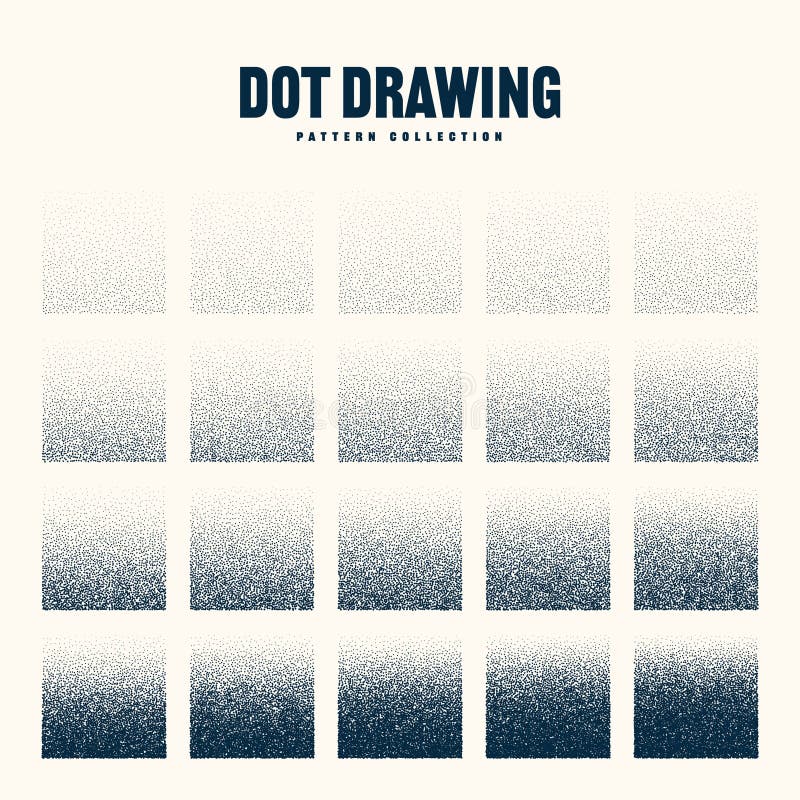 Square Shaped Dotted Objects, Vintage Stipple Elements. Stippling ...