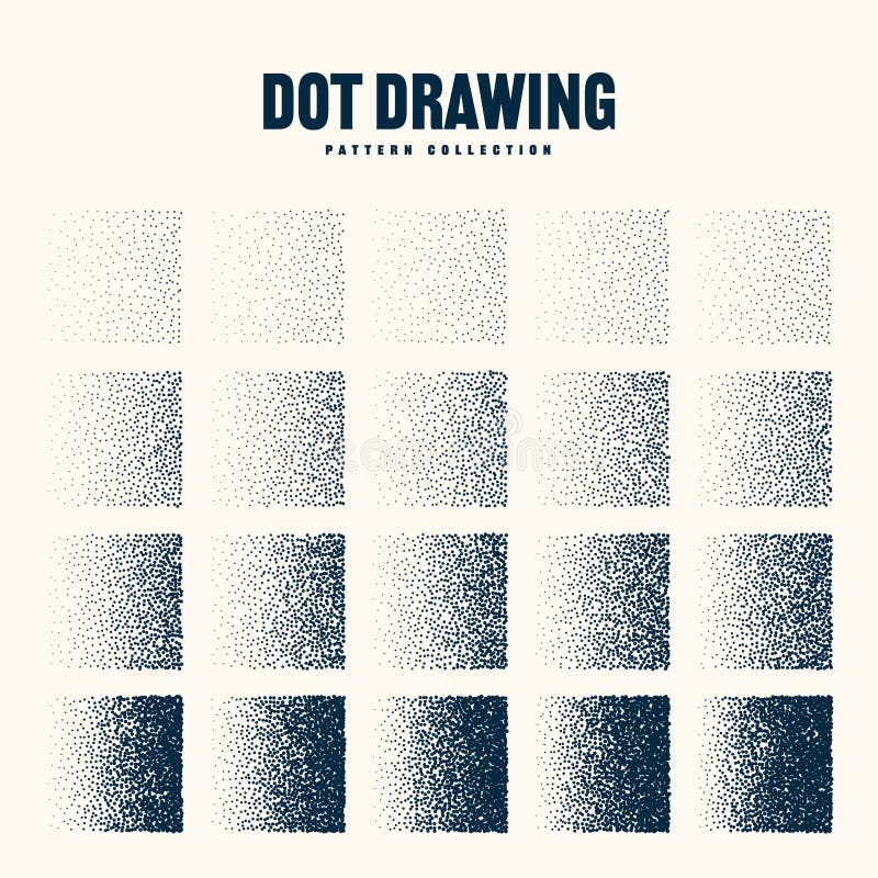 Square Shaped Dotted Objects, Vintage Stipple Elements. Stippling ...