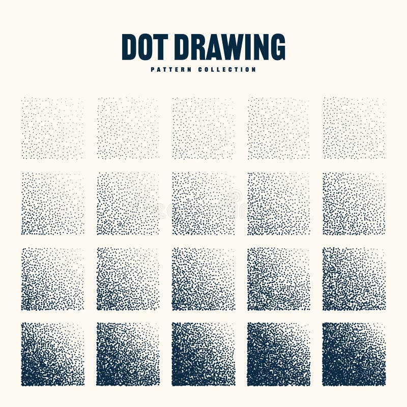 Square Shaped Dotted Objects, Vintage Stipple Elements. Stippling ...
