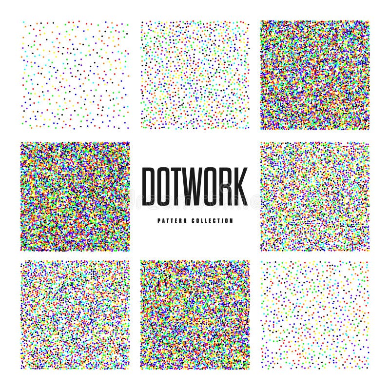 Square Shaped Dotted Objects, Vintage Stipple Elements. Stippling ...