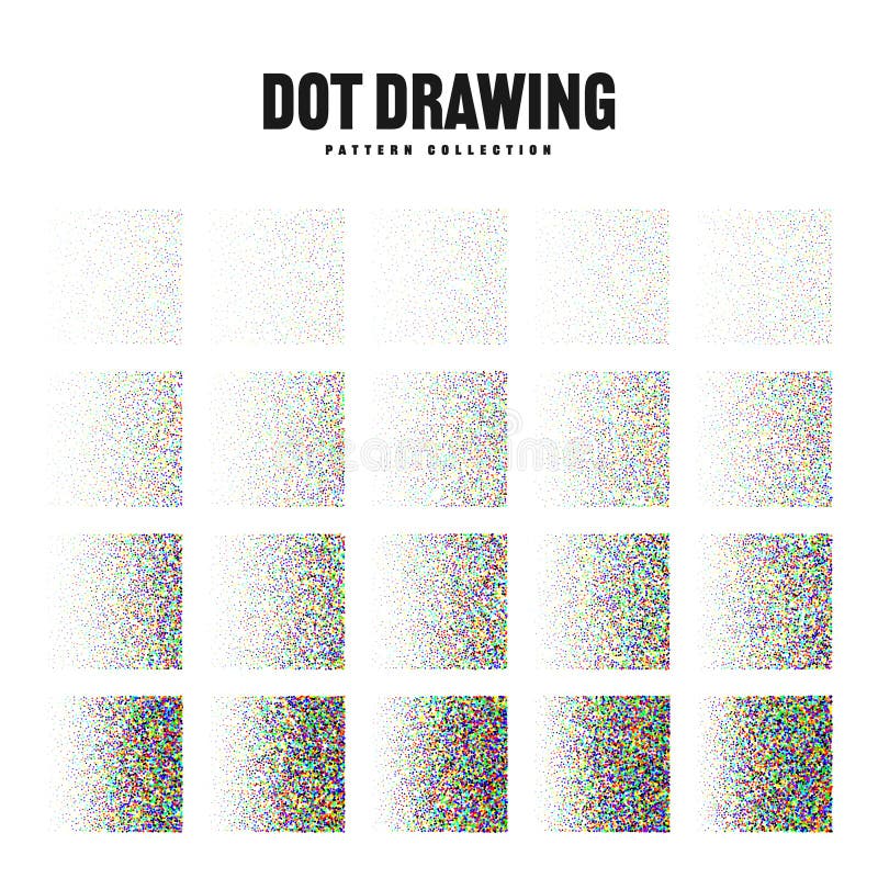 Square Shaped Dotted Objects, Vintage Stipple Elements. Stippling ...