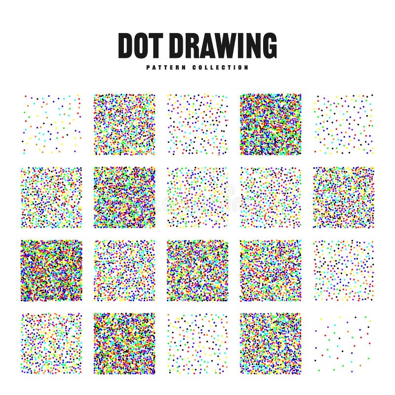 Square Shaped Dotted Objects, Vintage Stipple Elements. Stippling ...