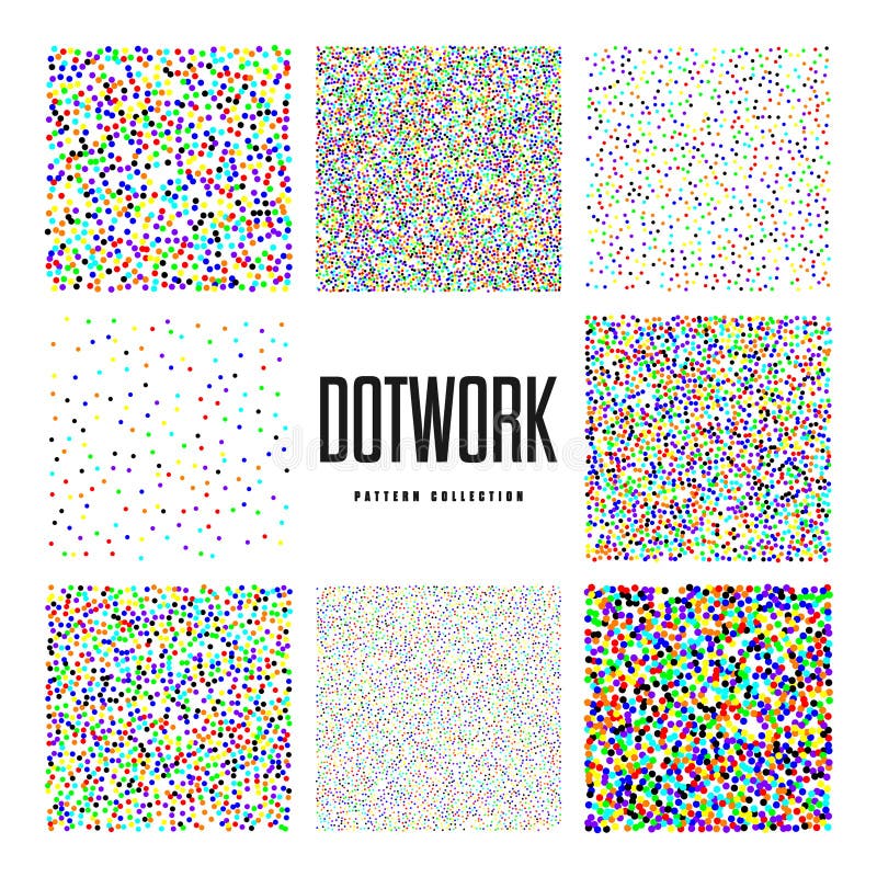 Square Shaped Dotted Objects, Vintage Stipple Elements. Stippling ...