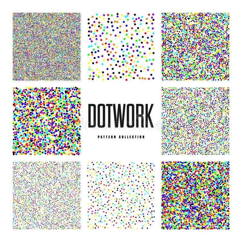 Square Shaped Dotted Objects, Vintage Stipple Elements. Stippling ...