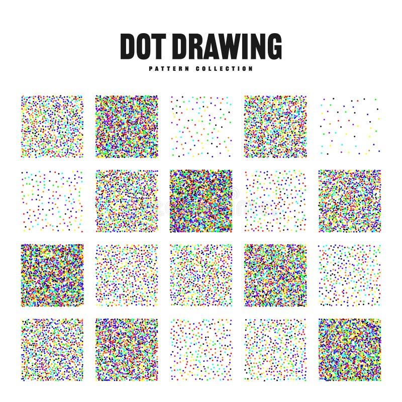 Square Shaped Dotted Objects, Vintage Stipple Elements. Stippling ...