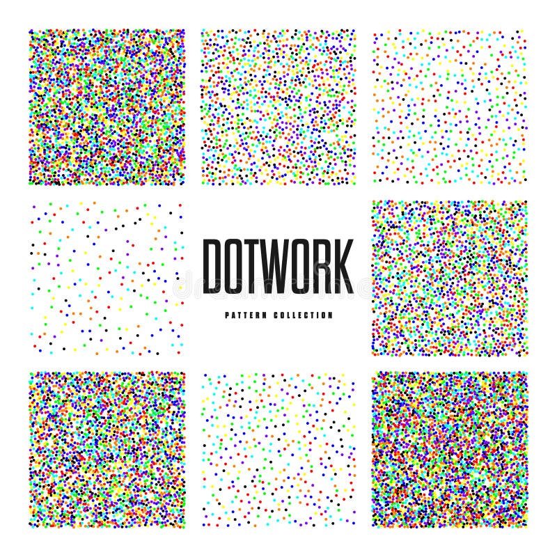 Square Shaped Dotted Objects, Vintage Stipple Elements. Stippling ...