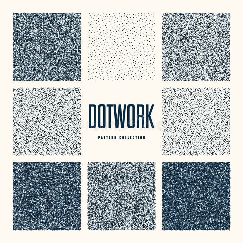 Square Shaped Dotted Objects, Vintage Stipple Elements. Stippling ...