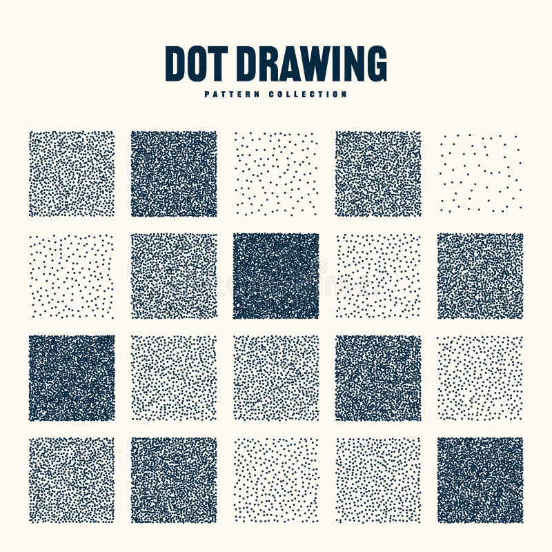 Square Shaped Dotted Objects, Vintage Stipple Elements. Stippling ...