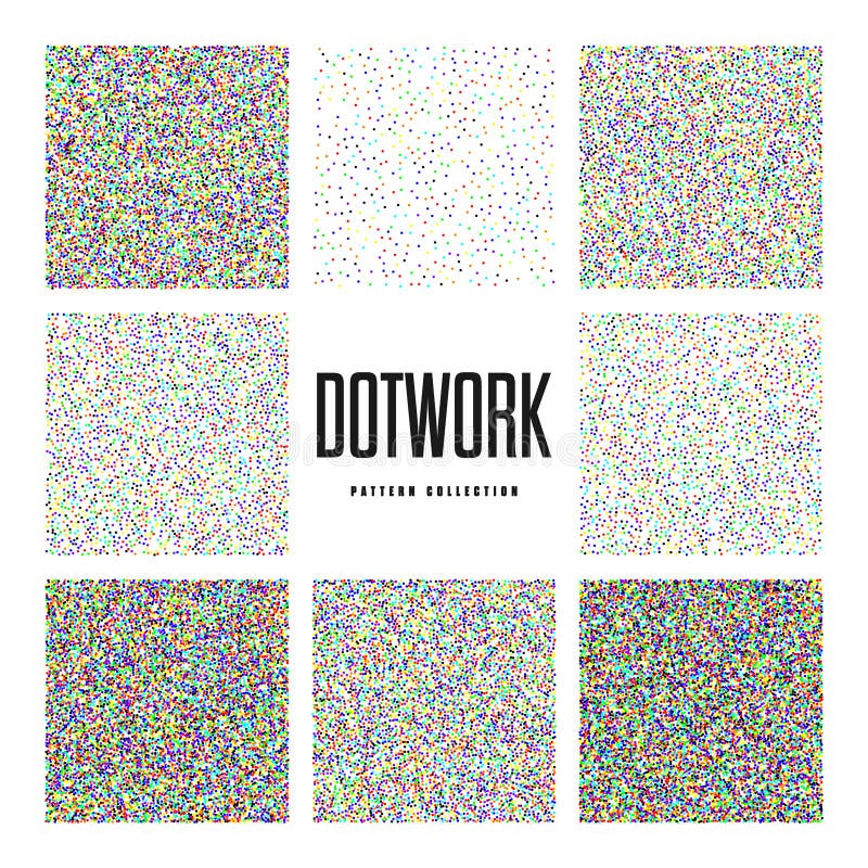 Square Shaped Dotted Objects, Vintage Stipple Elements. Stippling ...