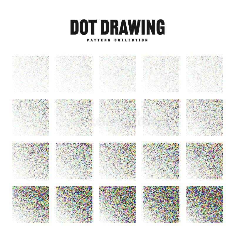 Square Shaped Dotted Objects, Vintage Stipple Elements. Stippling ...