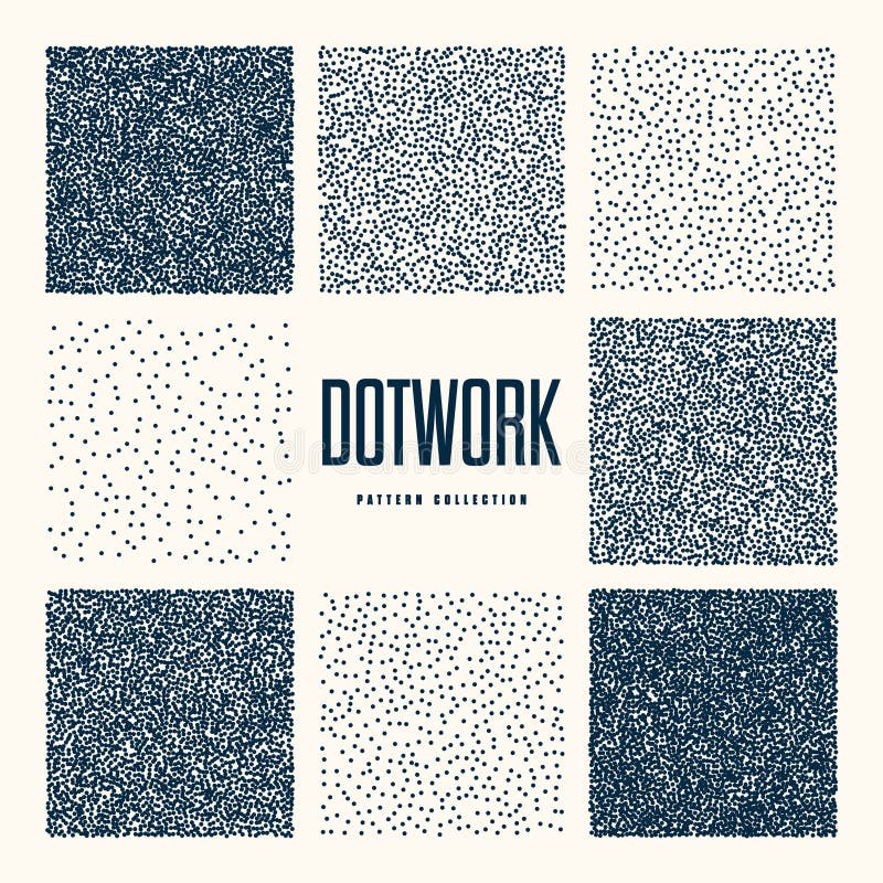 Square Shaped Dotted Objects, Vintage Stipple Elements. Stippling ...