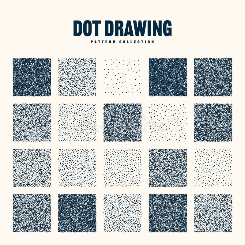 Square Shaped Dotted Objects, Vintage Stipple Elements. Stippling ...