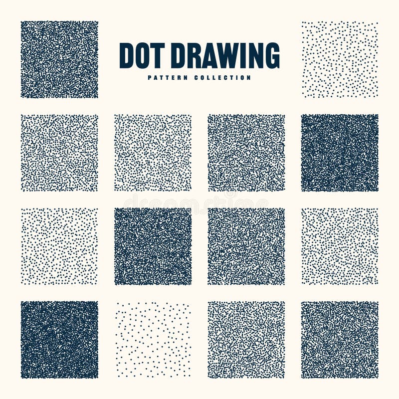 Square Shaped Dotted Objects, Vintage Stipple Elements. Stippling ...
