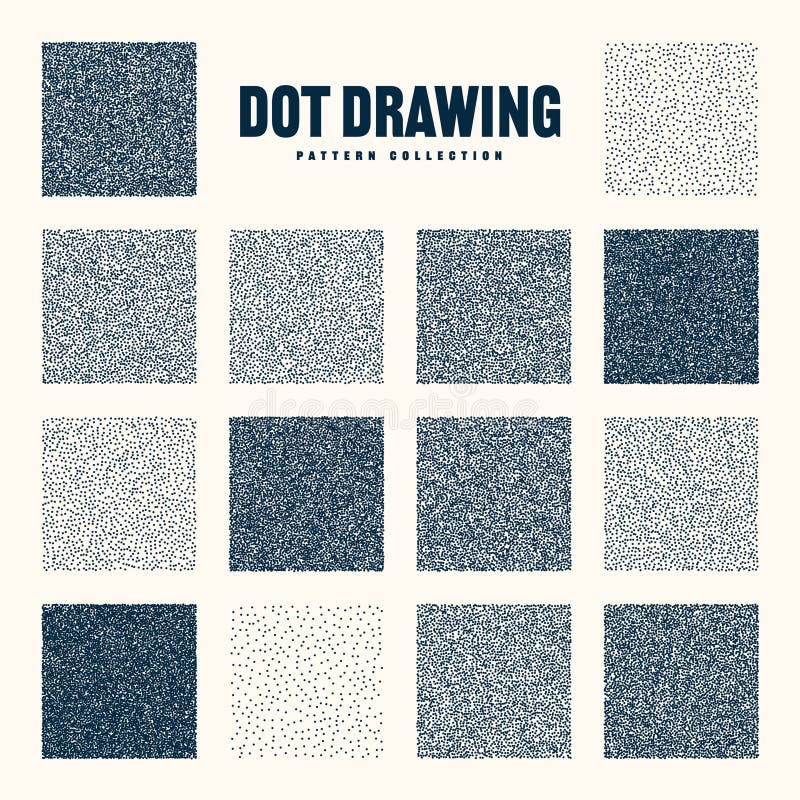 Square Shaped Dotted Objects, Vintage Stipple Elements. Stippling ...