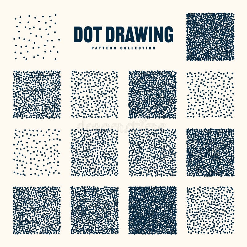 Square Shaped Dotted Objects, Vintage Stipple Elements. Stippling ...
