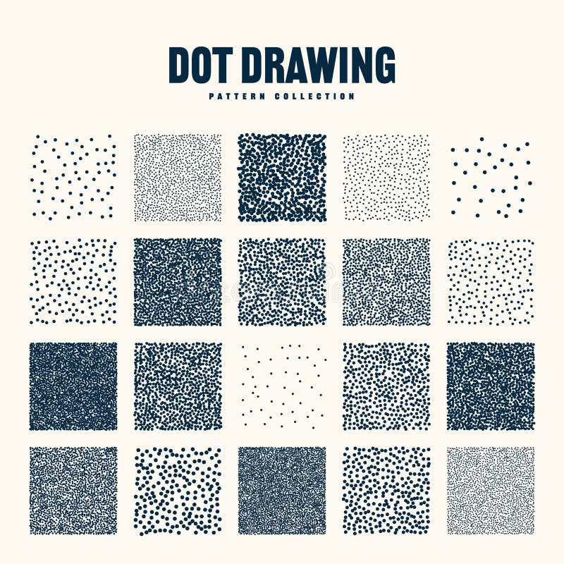 Square Shaped Dotted Objects, Vintage Stipple Elements. Stippling ...