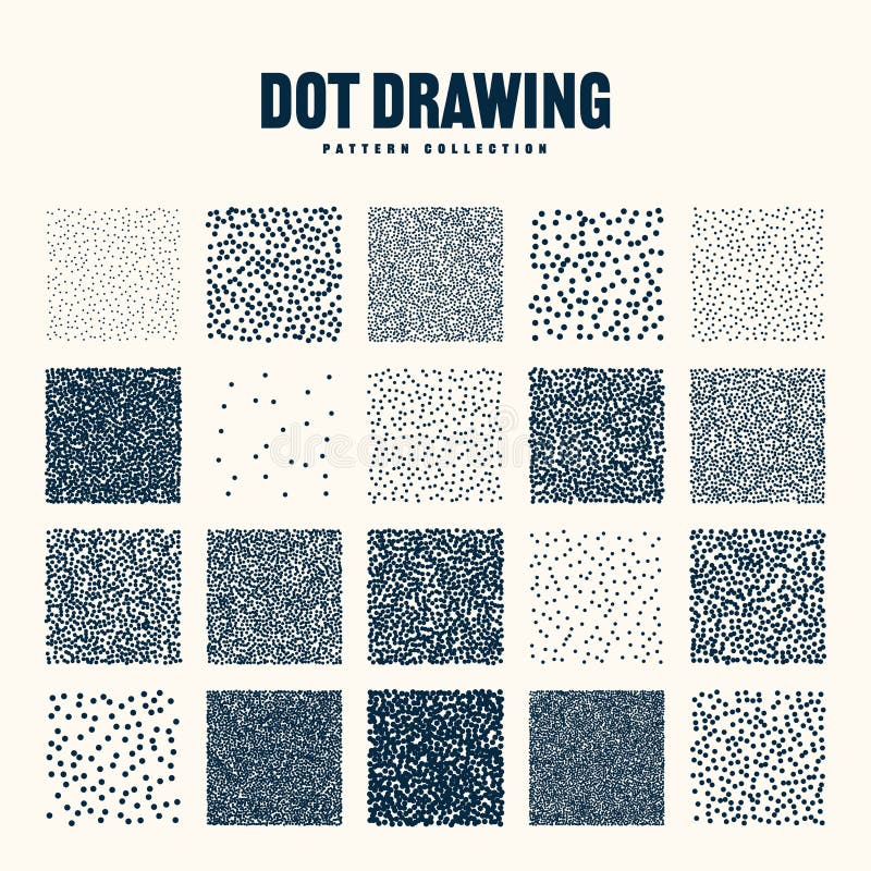 Square Shaped Dotted Objects, Vintage Stipple Elements. Stippling ...