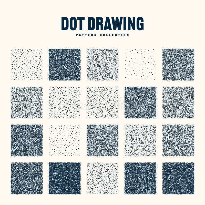 Square Shaped Dotted Objects, Vintage Stipple Elements. Stippling ...