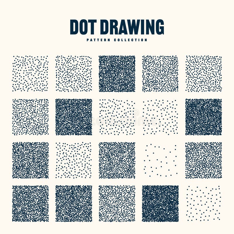 Square Shaped Dotted Objects, Vintage Stipple Elements. Stippling ...