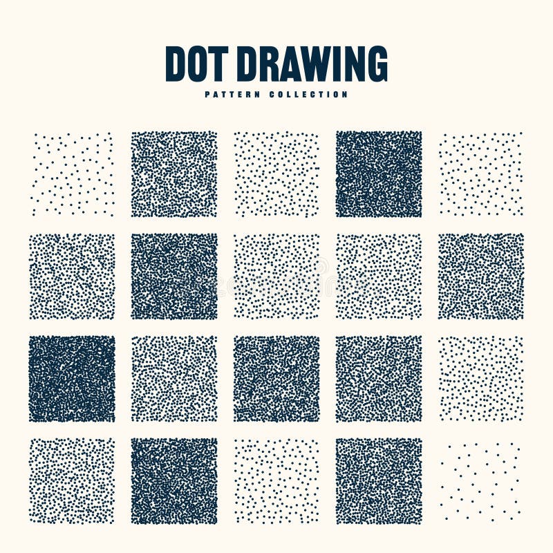 Square Shaped Dotted Objects, Vintage Stipple Elements. Stippling ...