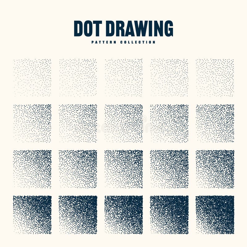 Square Shaped Dotted Objects, Vintage Stipple Elements. Stippling ...