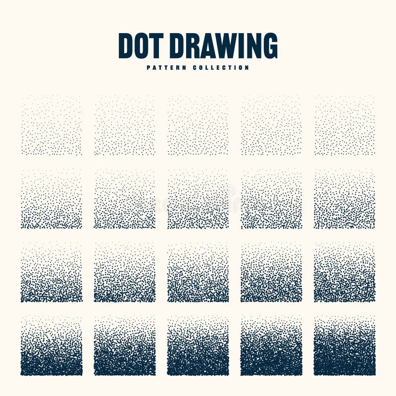 Square Shaped Dotted Objects, Vintage Stipple Elements. Stippling ...