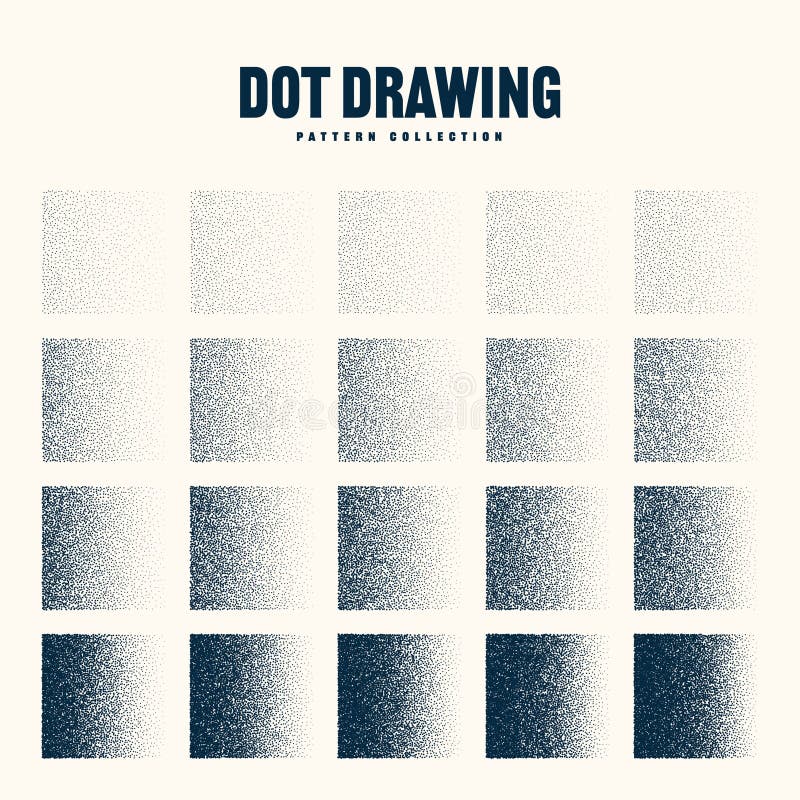 Square Shaped Dotted Objects, Vintage Stipple Elements. Stippling ...