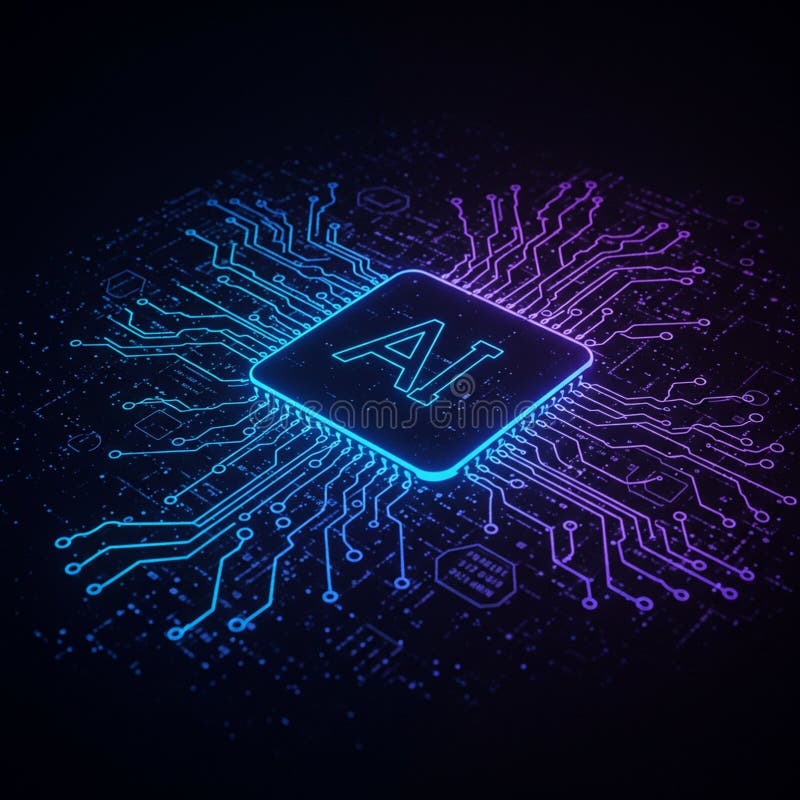 Square-shaped Electronic Chip with "AI" Inscription, Surrounded by ...