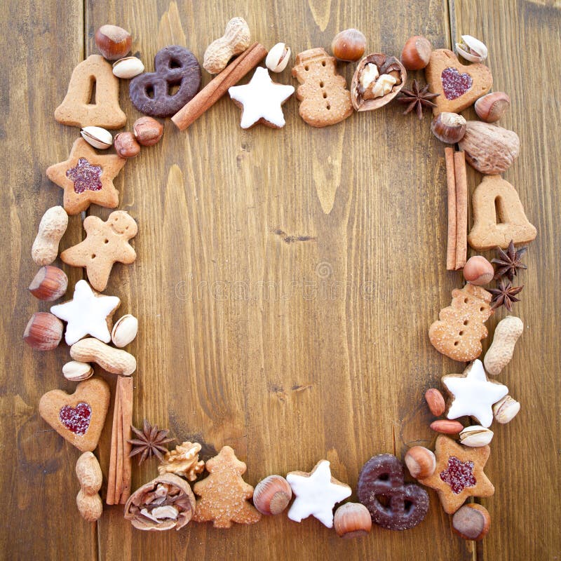 Square-shaped Frame Made of Cookies and Nuts for C Stock Photo - Image ...