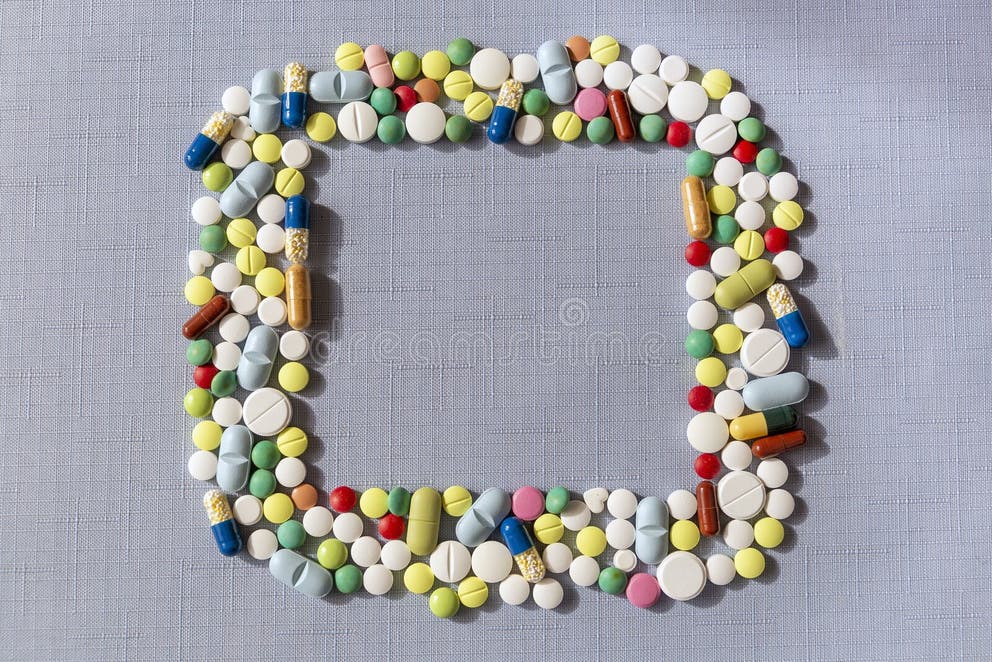 Square frame made of pills stock photo. Image of medicament - 185568772