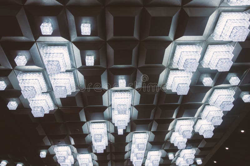 Square Shaped Lamps on the Ceiling Stock Photo - Image of interior ...