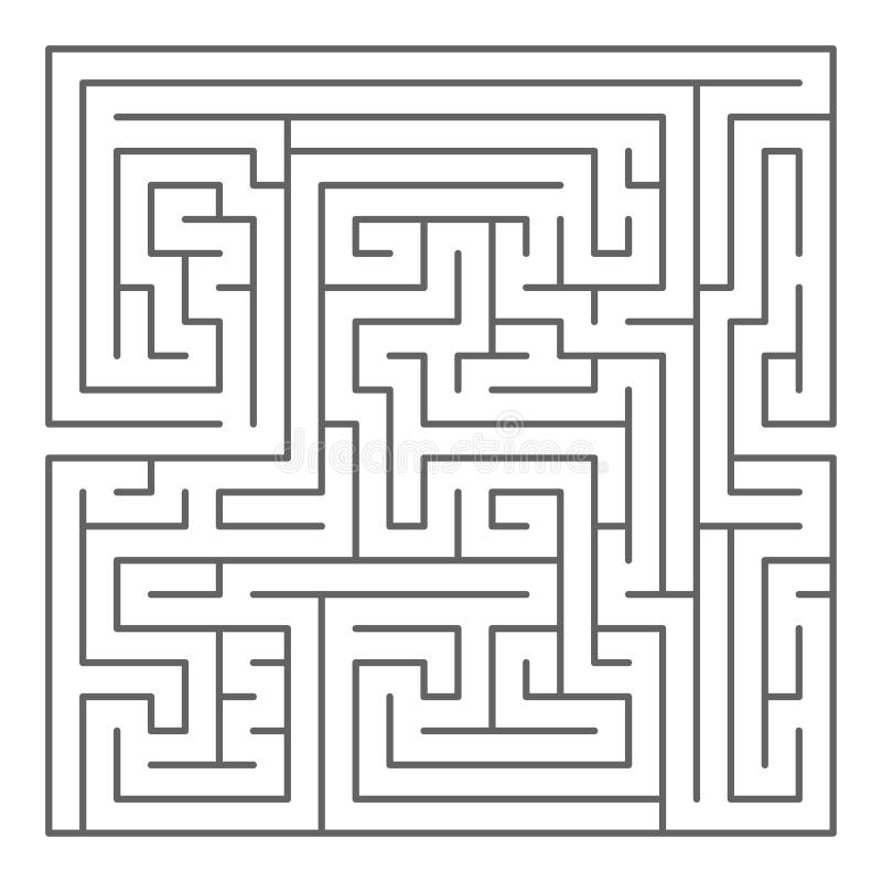 Square Shaped Maze, Black Silhouette on White Stock Vector ...