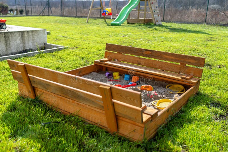 A Square-shaped Playground Made of a Wooden Closed Box, the Box is Open ...
