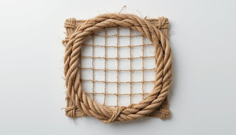 Square-shaped Rope Net with Clean White Backdrop. Stock Photo - Image ...