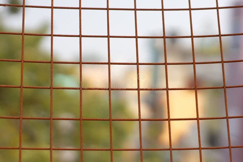 Square Shaped Rusted Iron Sheet Pattern with Residential Background a ...