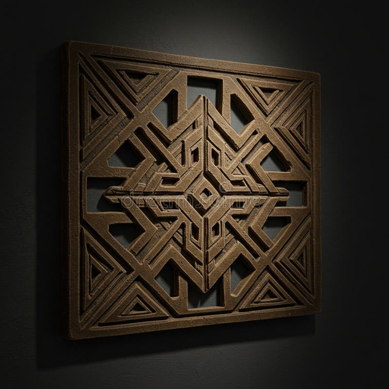 A Square-shaped, Textured Wooden Panel with Intricate Geometric ...