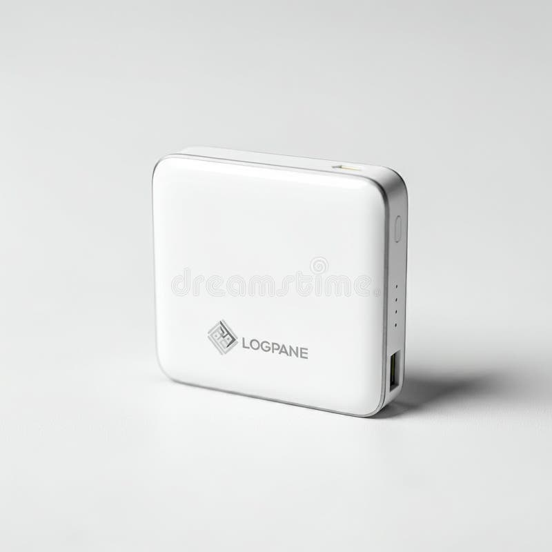 Square-shaped White Electronic Device with Rounded Edges and a Metallic ...