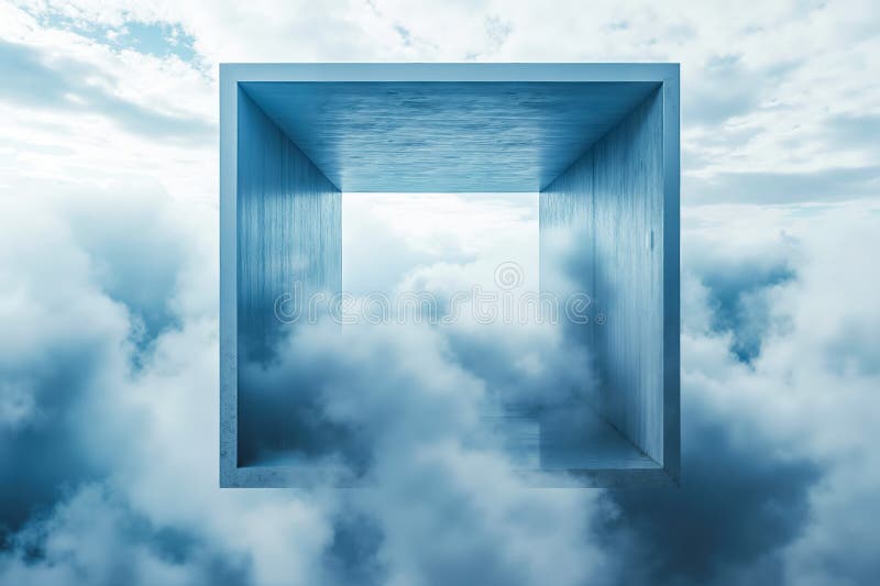 A Square Shaped Window in the Middle of a Cloudy Sky Stock Image ...